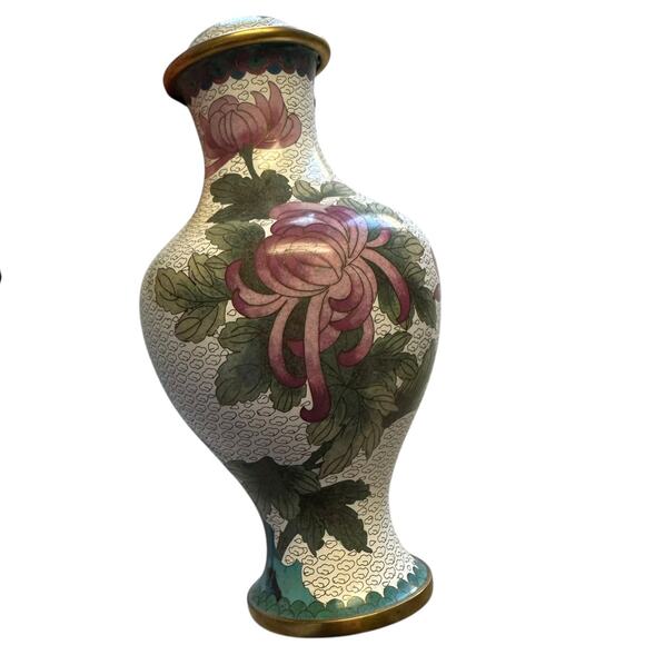 JINGFA | Accents | Cloisonn Vase With Lid Jingfa Beautiful Hand Painted ...